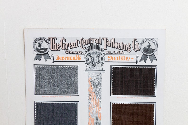 Sample Fabric Advertising Ephemera Vintage 1916 Tailoring Ad | Etsy