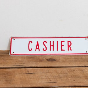 Cashier Sign Vintage Embossed Red and White Wall Hanging Decor - Etsy