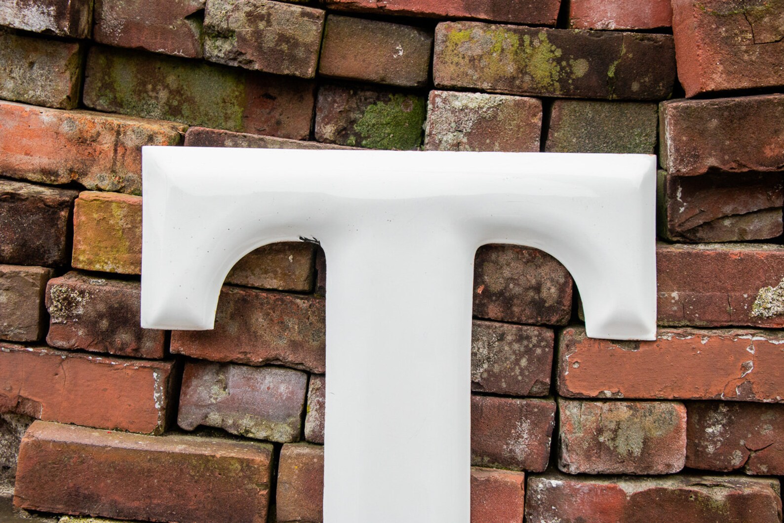 White Letter T Porcelain Vintage Wall Hanging Decor Initials - Etsy