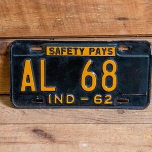 Al 68 Indiana 1962 License Plate Vintage Wall Hanging Decor - Etsy
