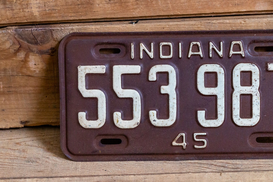 Indiana 1945 License Plate Vintage Wall Hanging Decor | Etsy