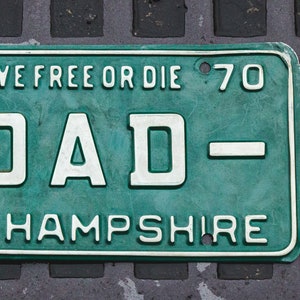 1970 New Hampshire DAD Vanity License Plate - Great Father's Day Gift ...