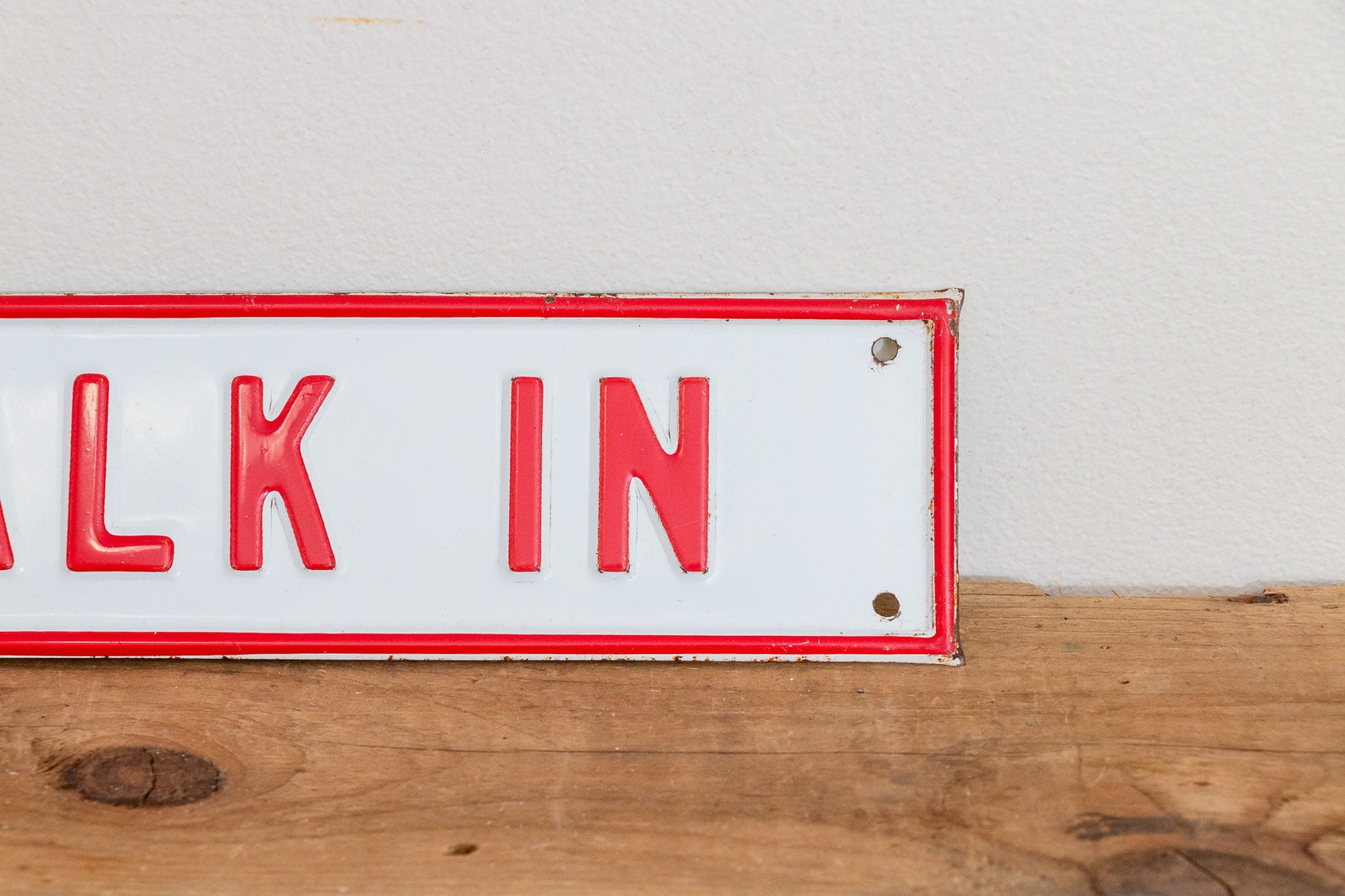 Walk in Sign Vintage Embossed Red and White Wall Hanging Decor - Etsy