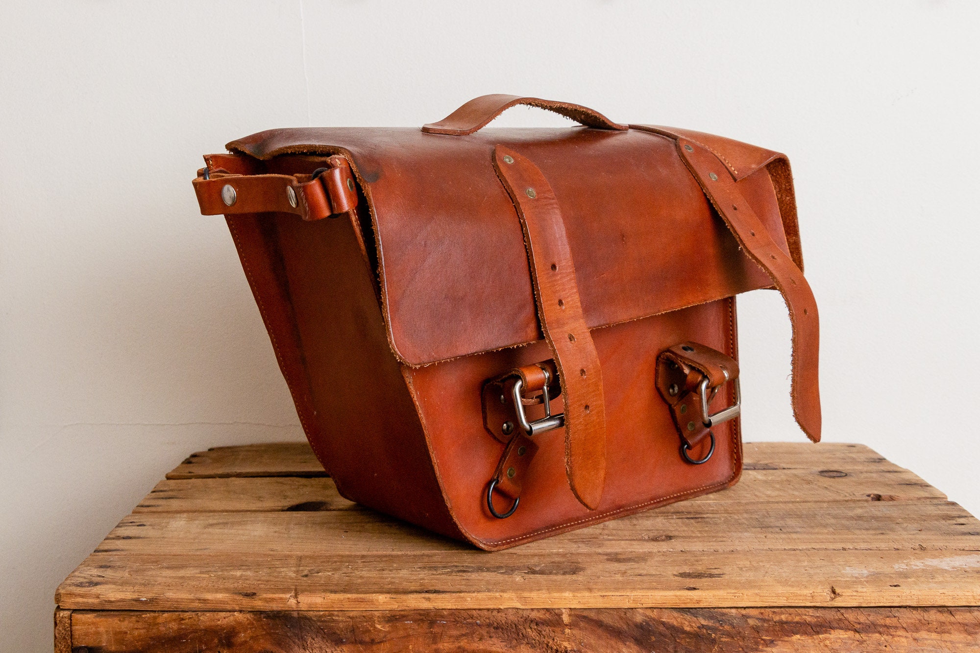 Leather Bike Bag Vintage NOS Bicycle Rear Rack Honey Bourbon - Etsy