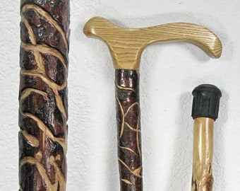 Carved walking cane | Etsy