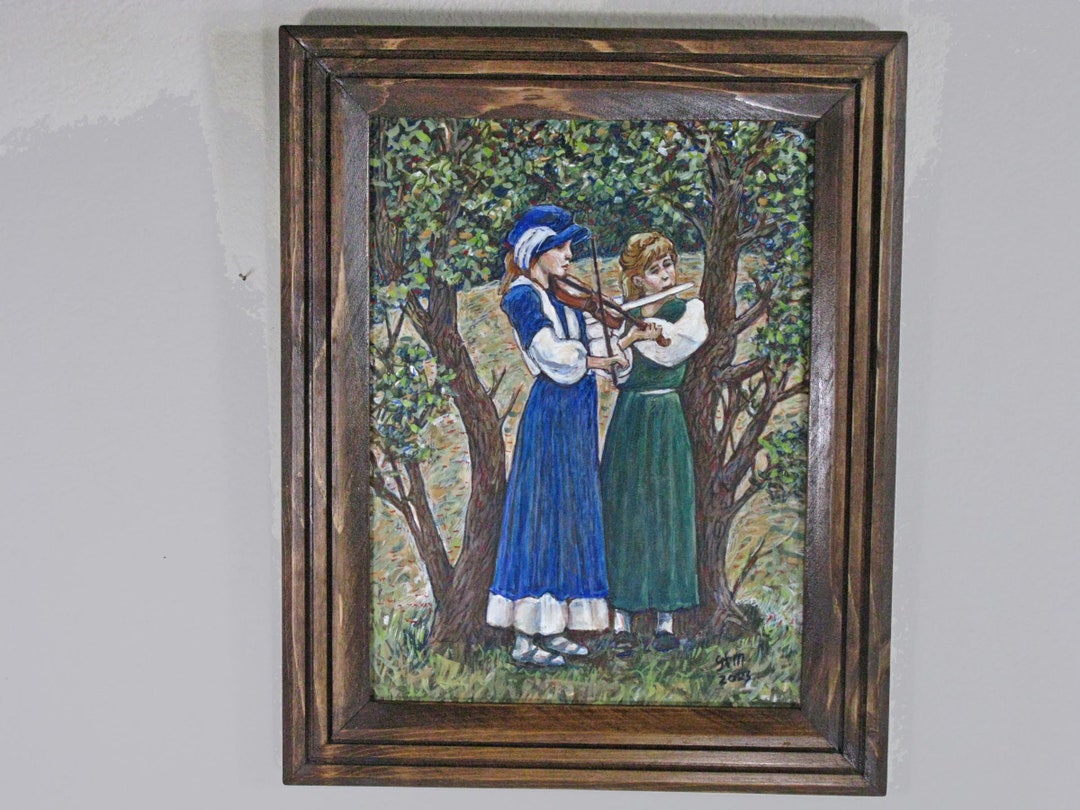 Original Egg Tempera, 9 X 12, Girls With Flute and Violin - Etsy