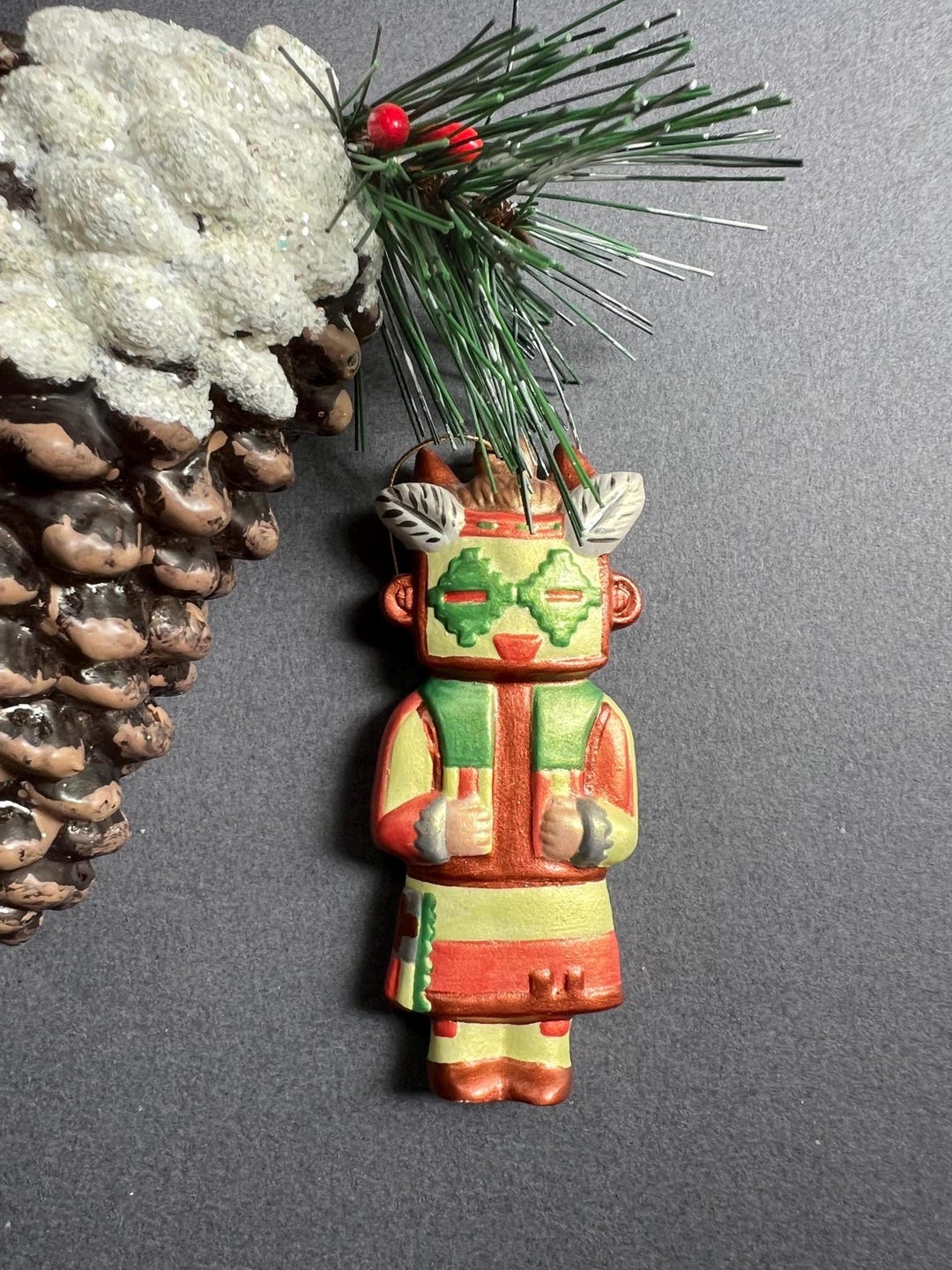 Hand Painted Hopi Kachina Ornament: Bisque Native American Christmas ...