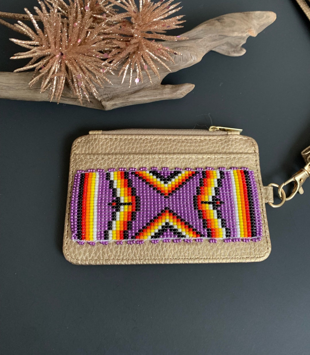 Native American Beaded Coin Purse, Navajo Purple Beaded Id/coin Purse ...