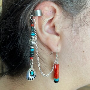 Native American Ear Cuff, Unique Artisan Earring Cuff, Navajo Sterling ...