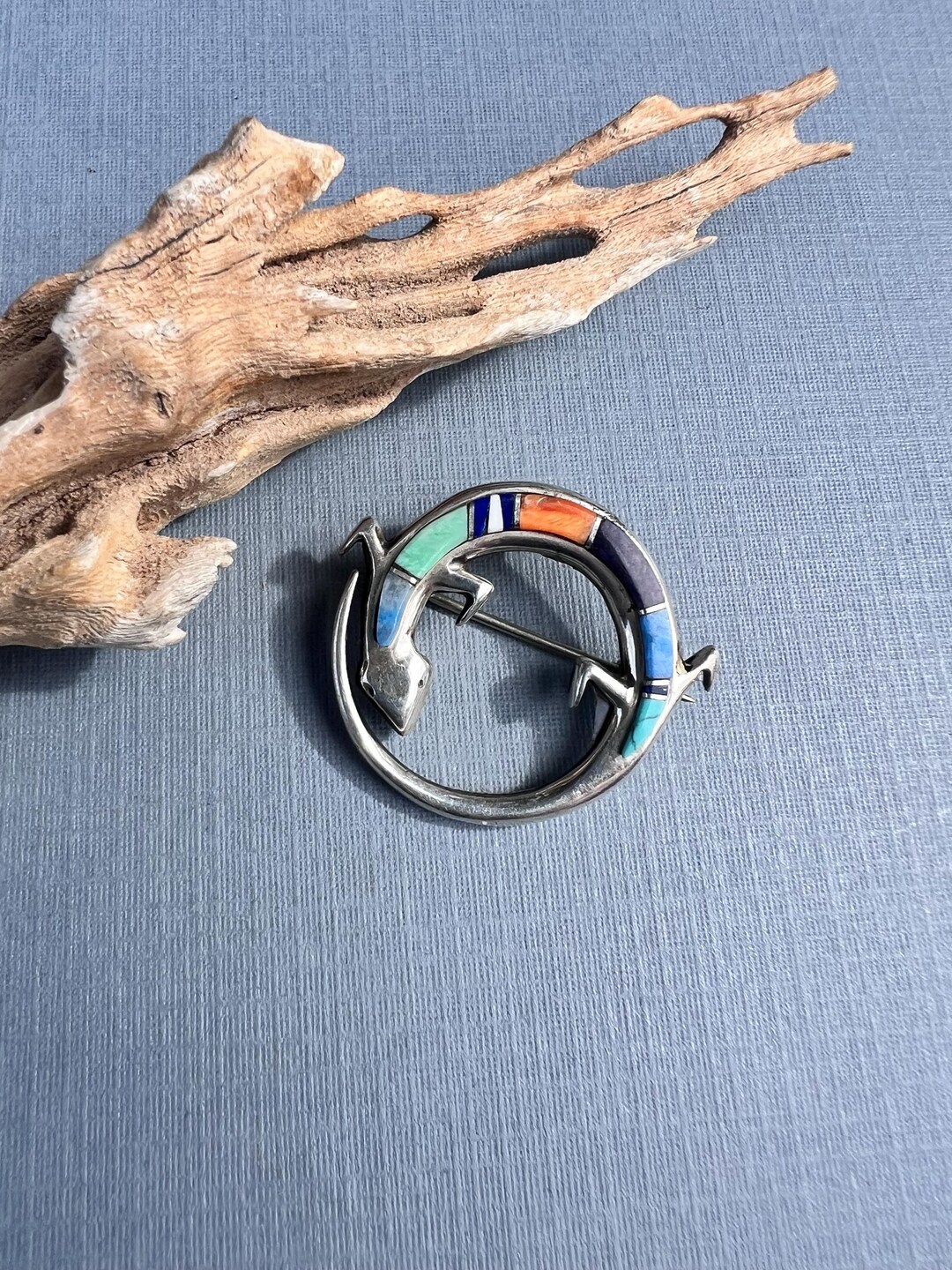 Native America Zuni Lizard Pin, SIGNED Zuni Vintage Turquoise Inlay ...