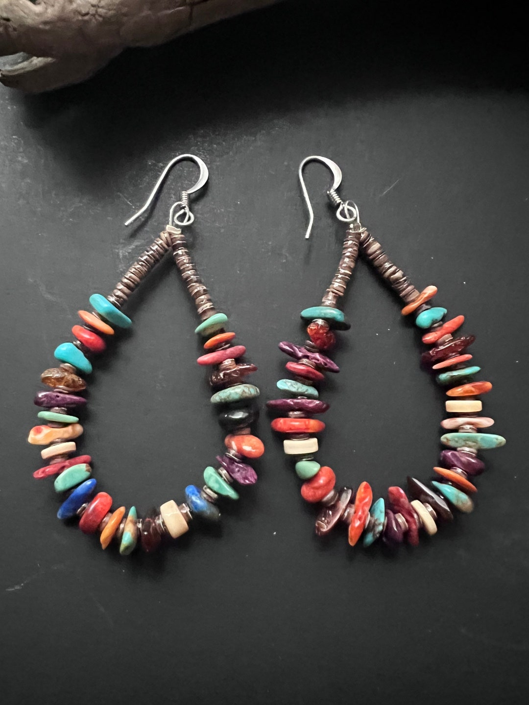 Navajo Hoop Earrings, Southwestern Hoops, Native American Jewelry,multi ...