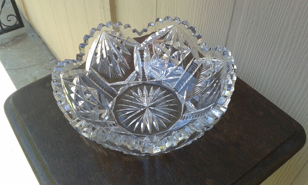 Cut Glass 9 Inch Bowl - Etsy