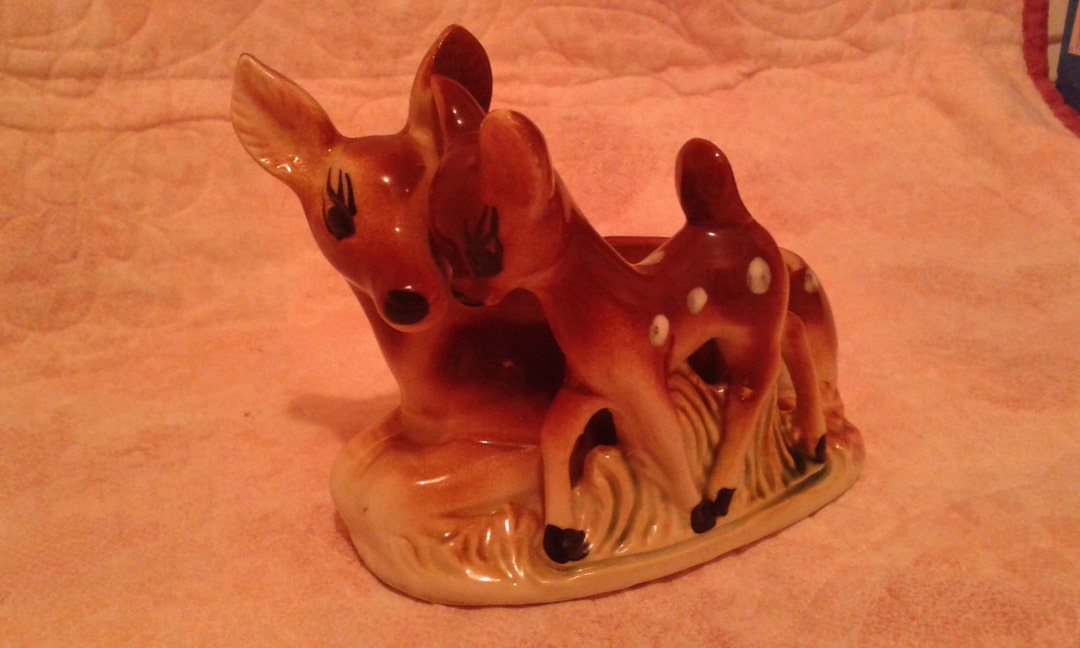 Shafford Mommy and Baby Deer Planter #4051 Hand Painted - Etsy
