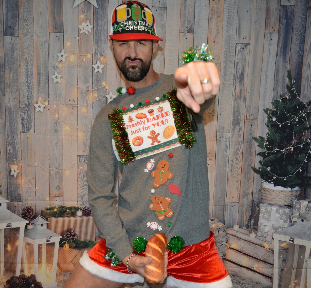 Large, Freshly Baked Just for You, Mens Ugly Christmas Sweater, Contest ...