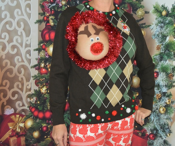 Boob Reindeer Ugly Sweater Flash Sales