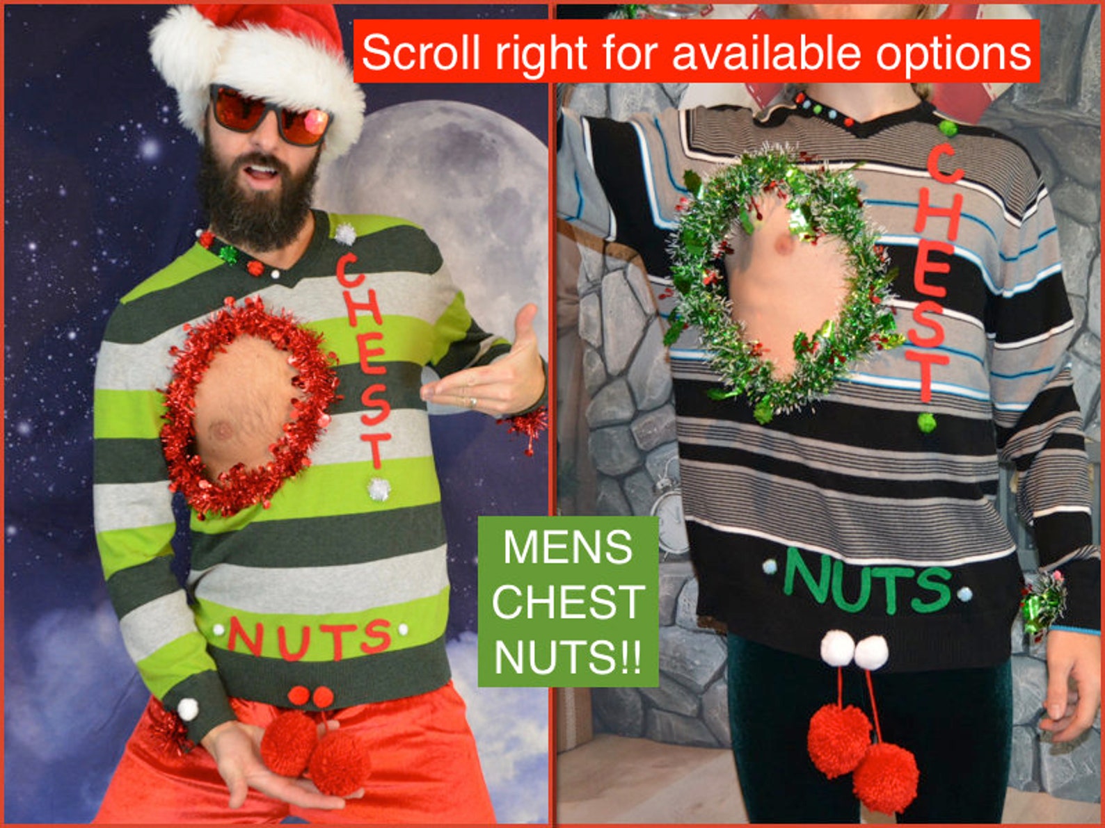 Ugly Christmas Sweater, Mulit Size, Men's, Scroll Right for Options ...