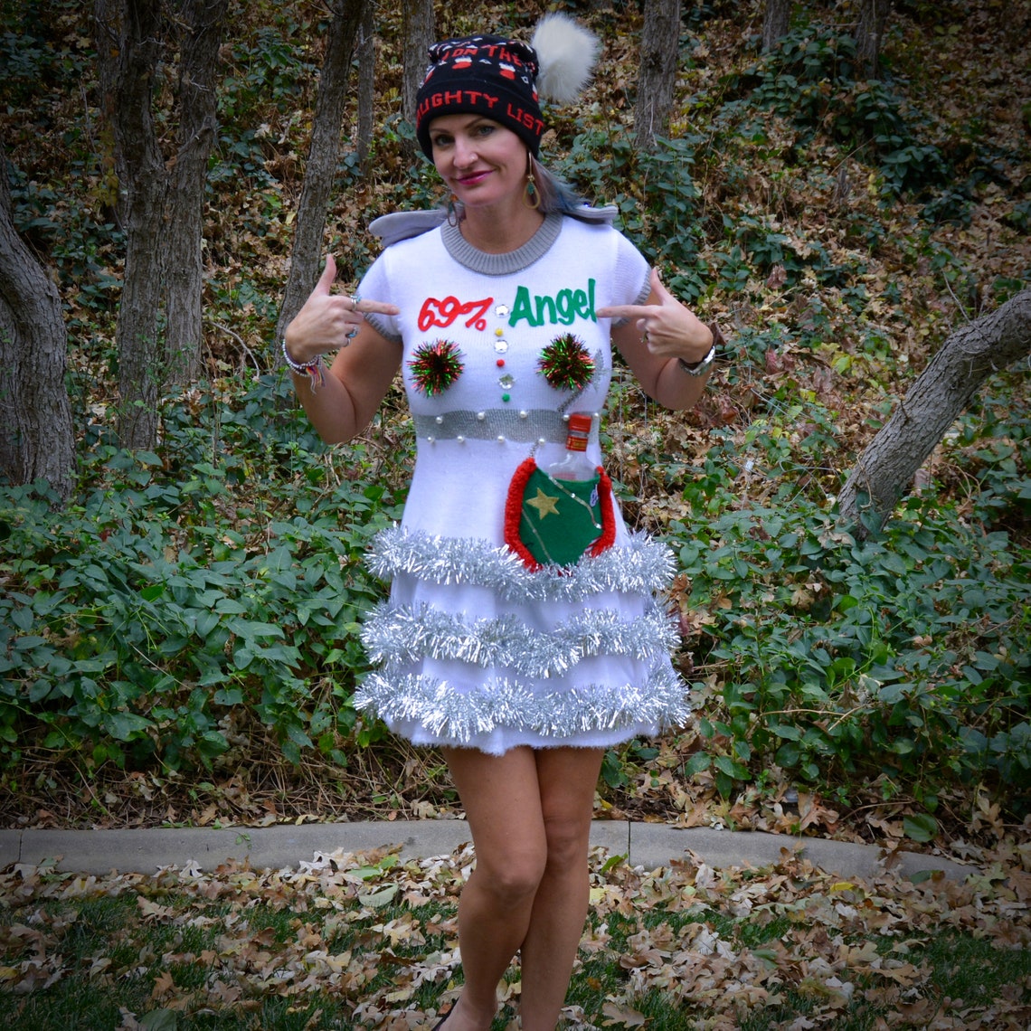Small Ugly Christmas Sweater Dress 69% Angel Light Up - Etsy