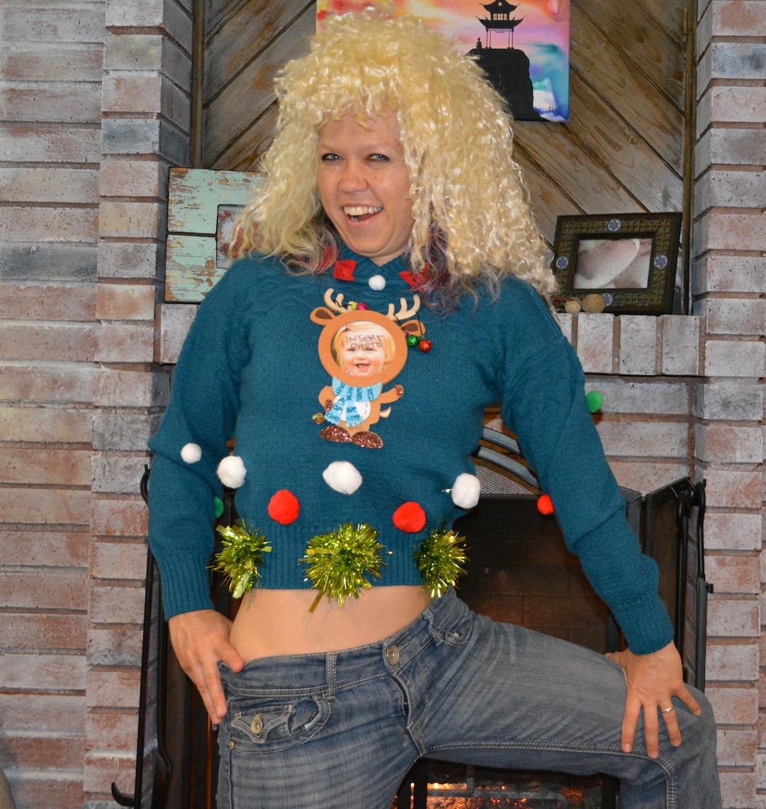 Suéter feo de Navidad, Pequeño, Personalizar, insertar su propia foto ...