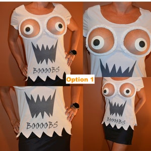 Booooooobs, Sexy Halloween Costume, Ghost, Made for Your Breasts NOT INSERTS, Funny, See Details ...