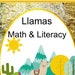 Llamas No Prep Cut and Paste Math Literacy Activities P-K, K, Special ...