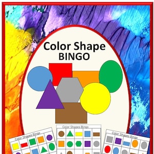 Colors and Shapes BINGO Game, Shape and Color Identification Activities ...