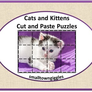 Cats and Kittens Cut and Paste Puzzles Fine Motor Skills Preschool ...