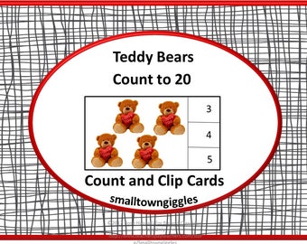 Teddy Bears Count to 20 Count and Clip Cards Printable Task - Etsy