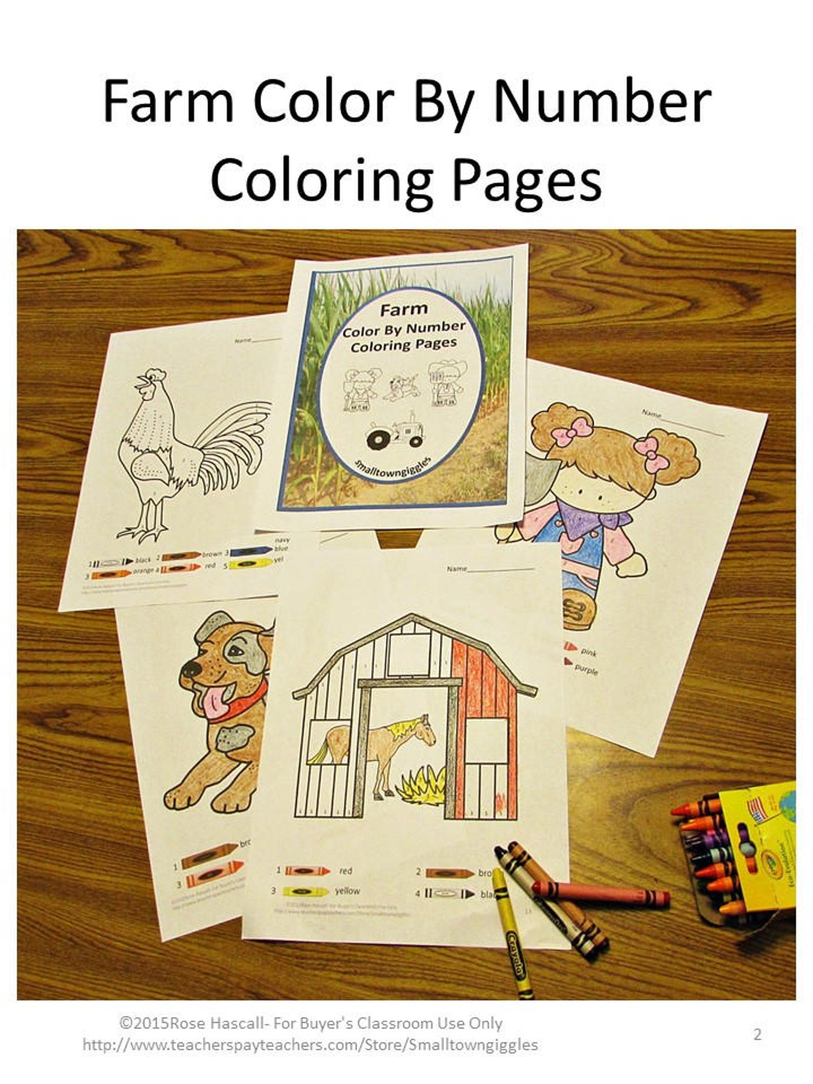 Farm Color by Number Coloring Pages, Fine Motor Skills, Math, Color ...