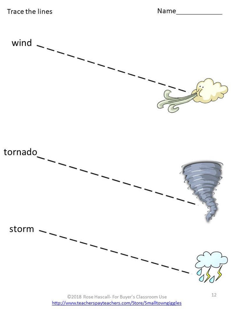 Weather Tracing Activities Early Childhood Special Education Preschool ...