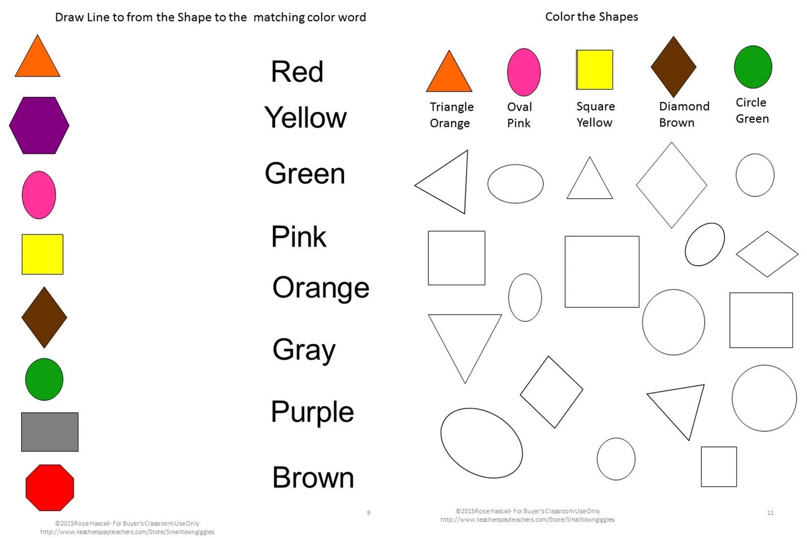 Shapes Matching Color Recognition P-K, K, Autism Activities Special ...