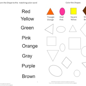 Shapes Matching Color Recognition P-K, K, Autism Activities Special ...