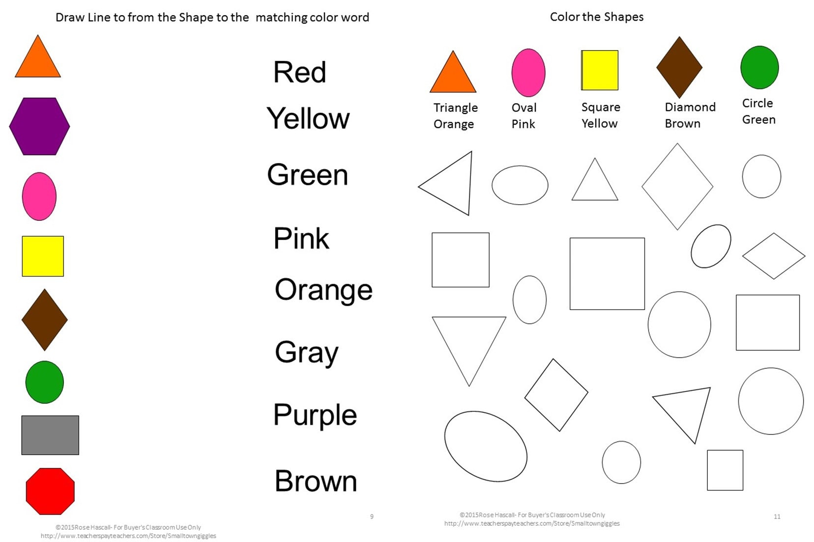 Shapes Matching Color Recognition P-K, K, Autism Activities Special ...