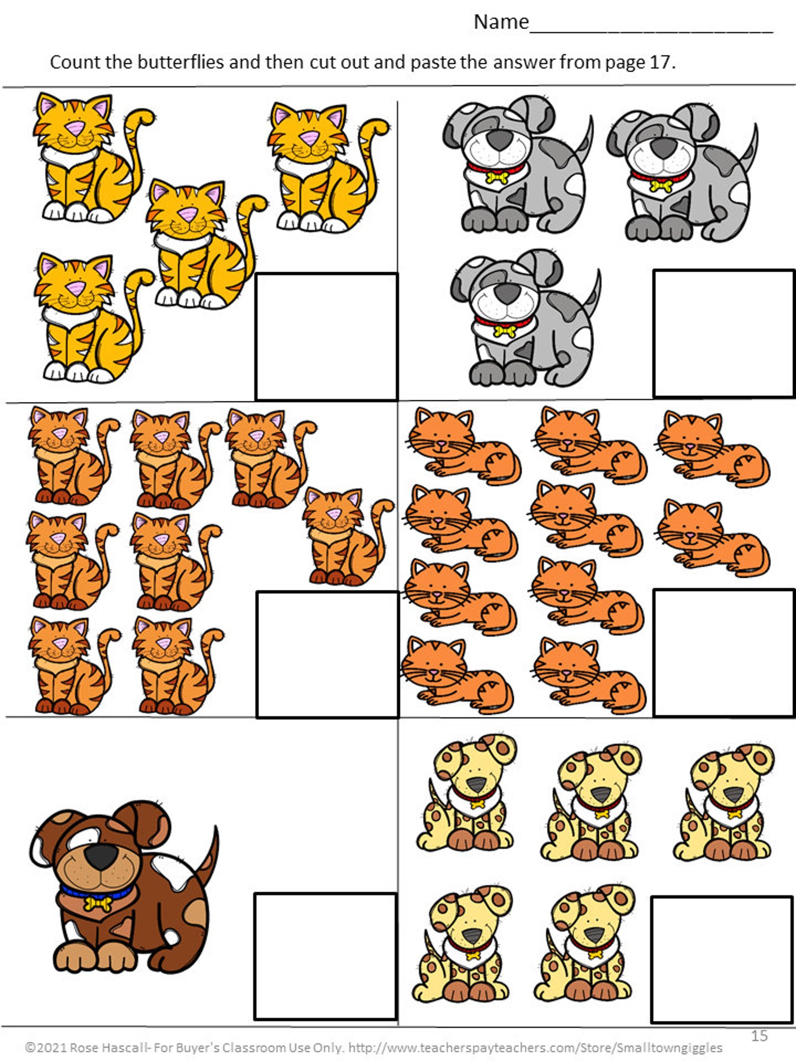 Pets Cut and Paste Digital Download Pre-k, K, Special Education, Autism ...