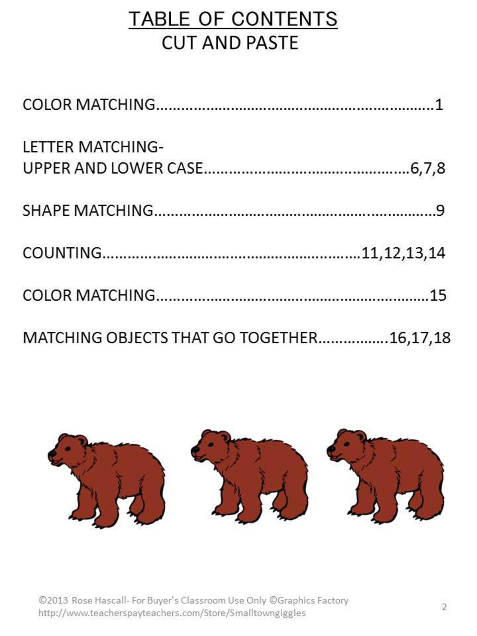 Brown Bear Cut and Paste Math and Literacy Fine Motor Skills Counting ...