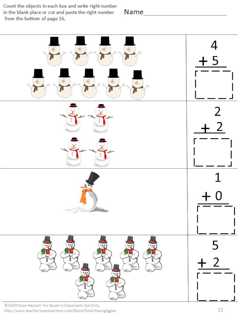 Winter Math Worksheets, Distance Learning, Digital Download, Printable ...