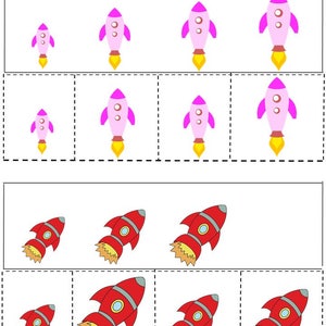 Sorting by Size Space Ships Cut and Paste Worksheet Set Preschool ...