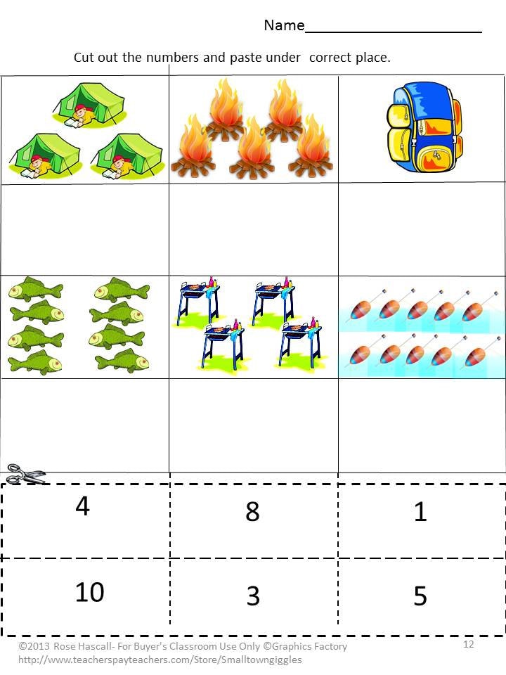 Teaching Materials, Instant Printable Camping Fun Cut and Paste ...