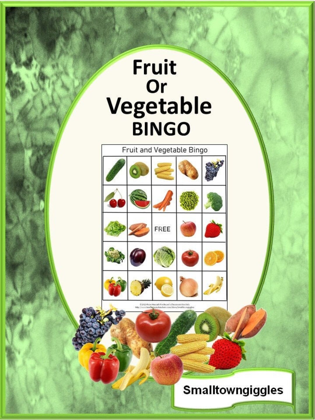 Fruit or Vegetable Bingo Cards, Games for P-K, Kindergarten, Special ...