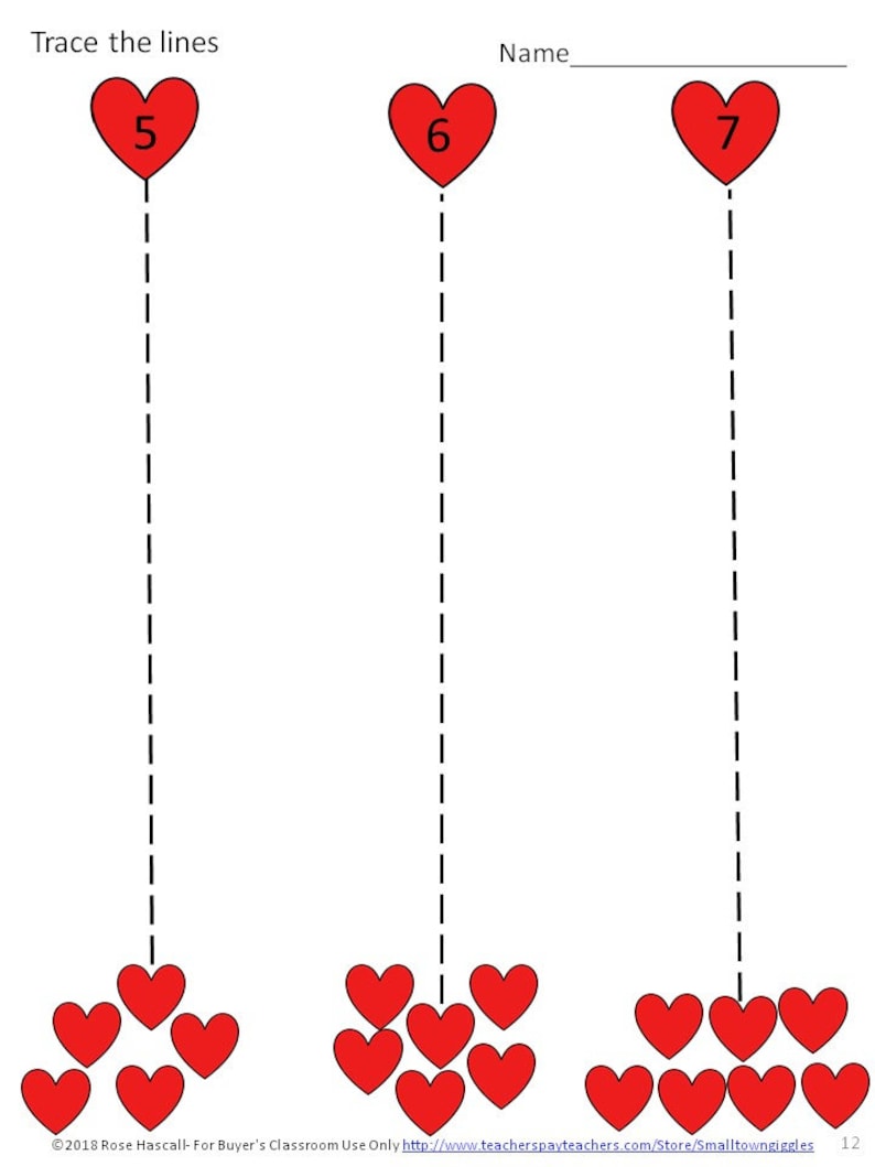 Valentine's Day Tracing Activities, Digital Download, Printable, Fine ...