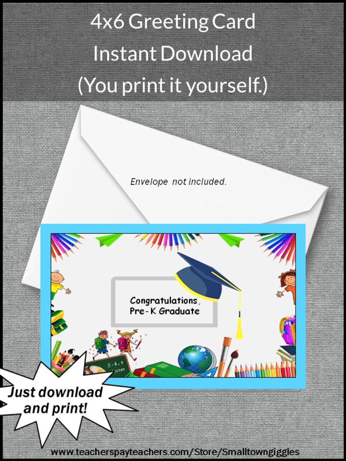Pre-k Graduation Card, Digital Download, Instant Printable - Etsy