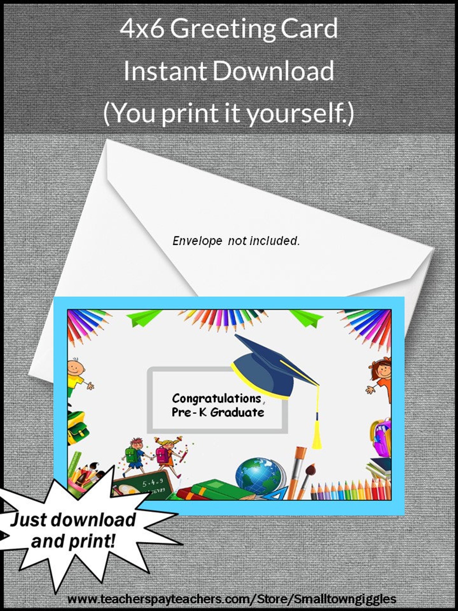 Pre-k Graduation Card, Digital Download, Instant Printable - Etsy