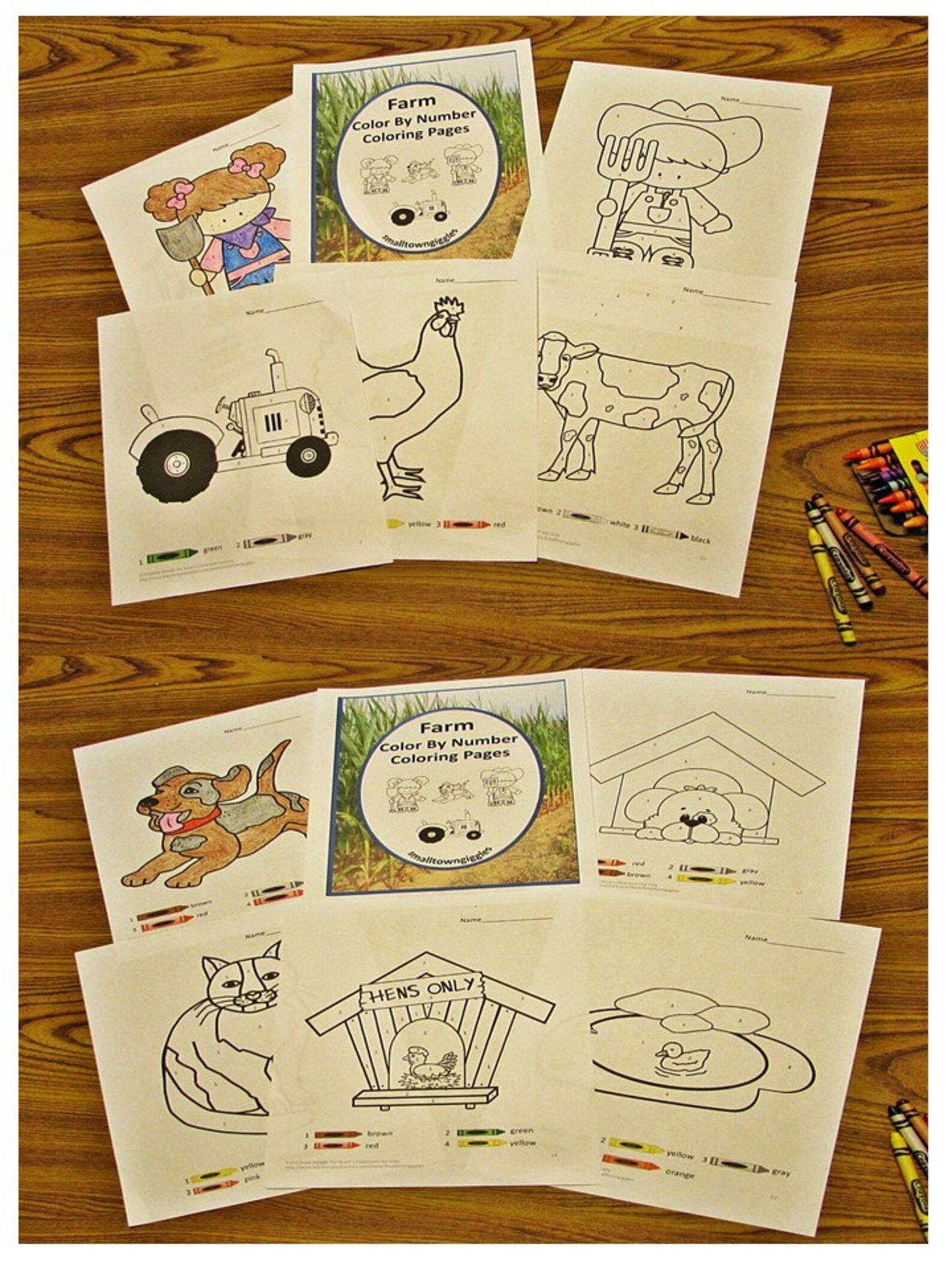 Farm Color by Number Coloring Pages, Fine Motor Skills, Math, Color ...