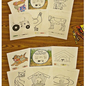 Farm Color by Number Coloring Pages, Fine Motor Skills, Math, Color ...