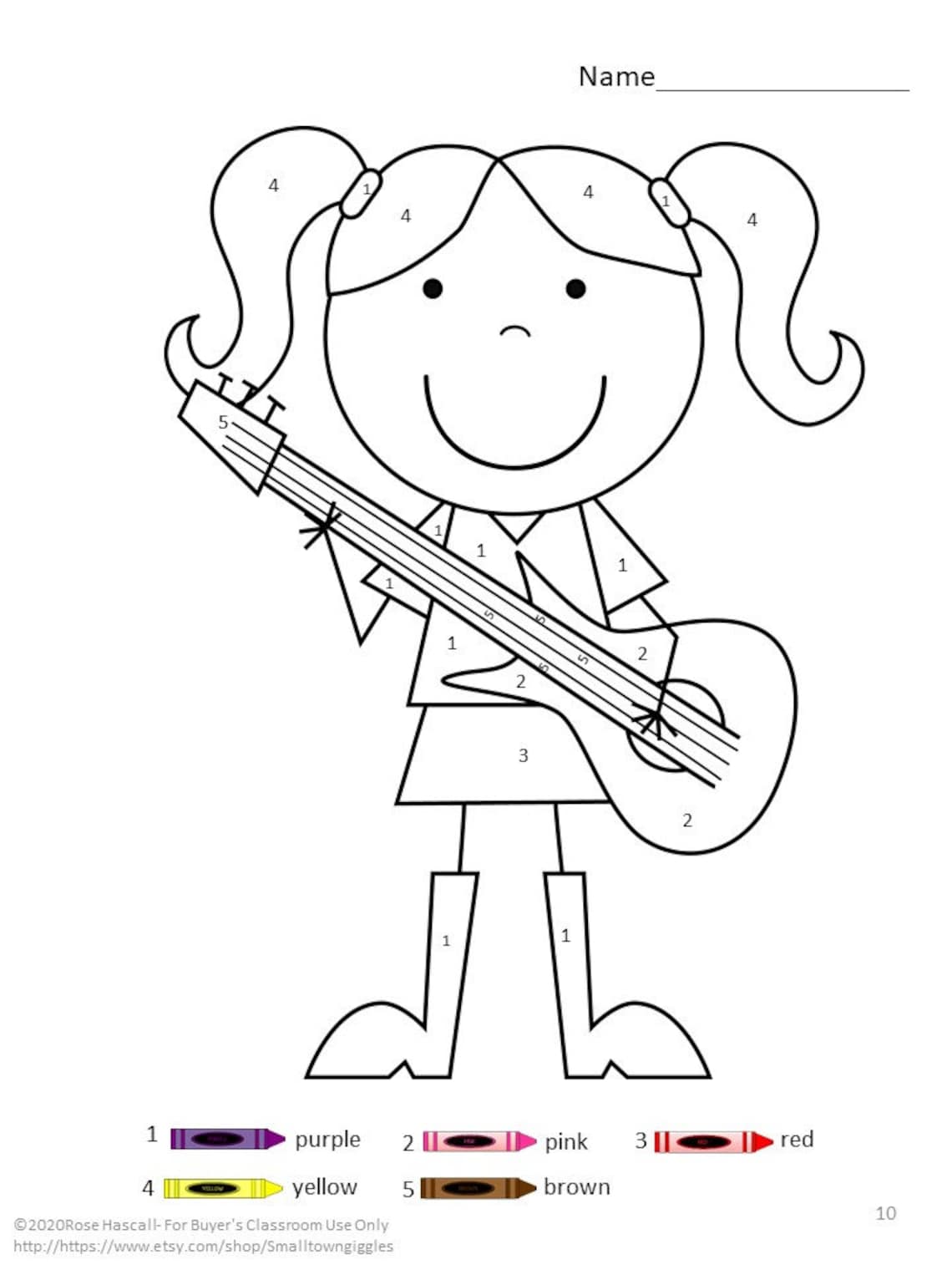 Music Color By Number Color by Code Early Childhood Digital | Etsy