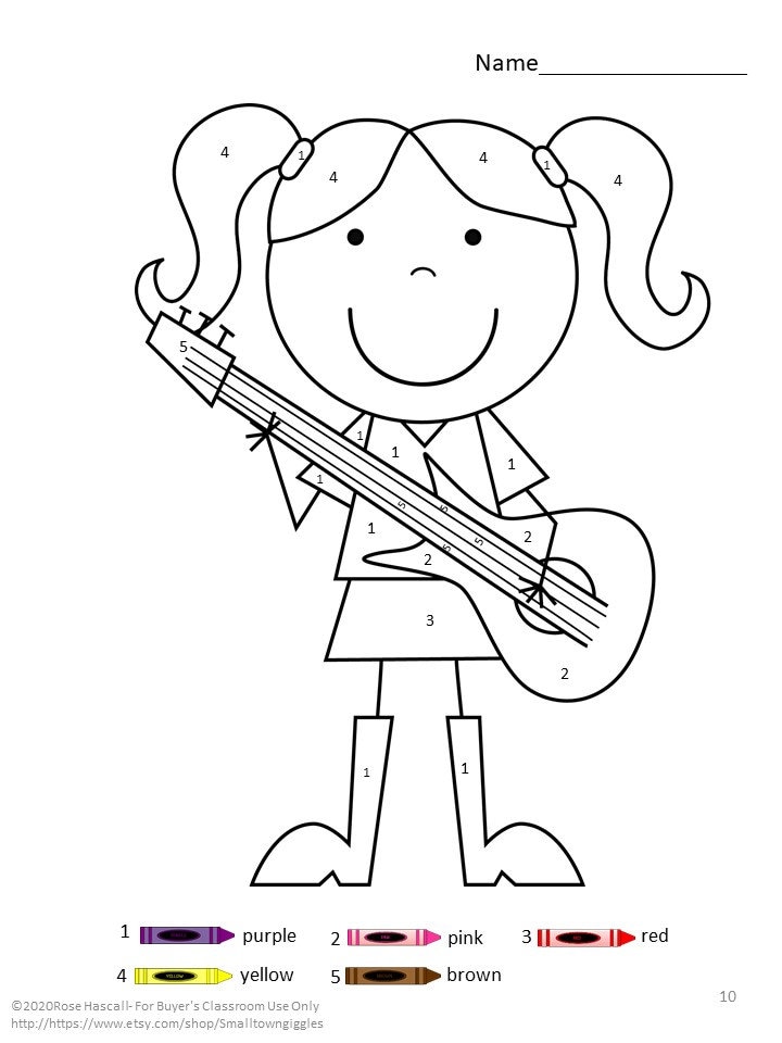 Music Color by Number, Color by Code, Early Childhood, Digital Down ...