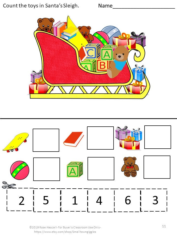 Christmas Math Centers,math Worksheets, Fine Motor Skills,cut and Paste ...