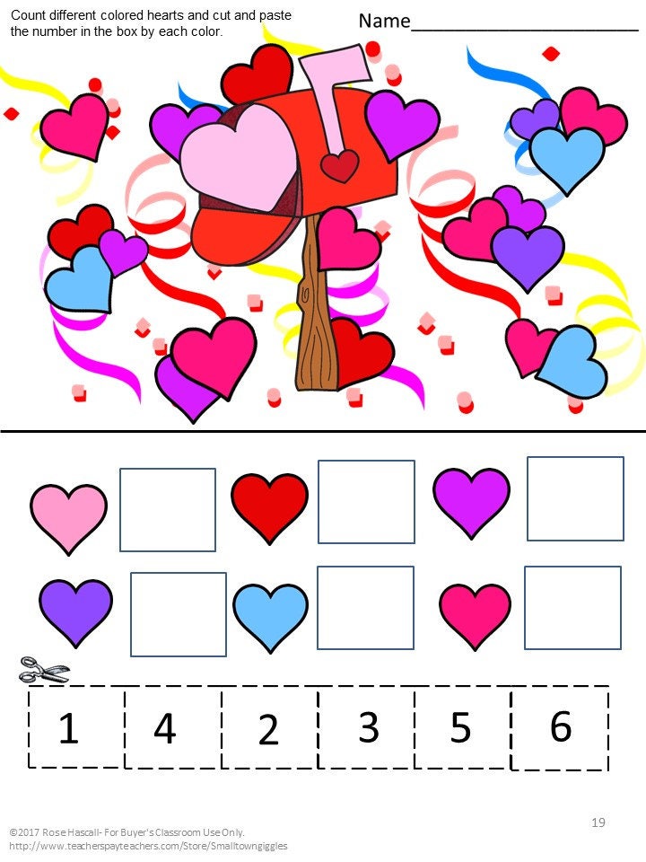 February Math and Literacy Cut and Paste Unit Preschool - Etsy