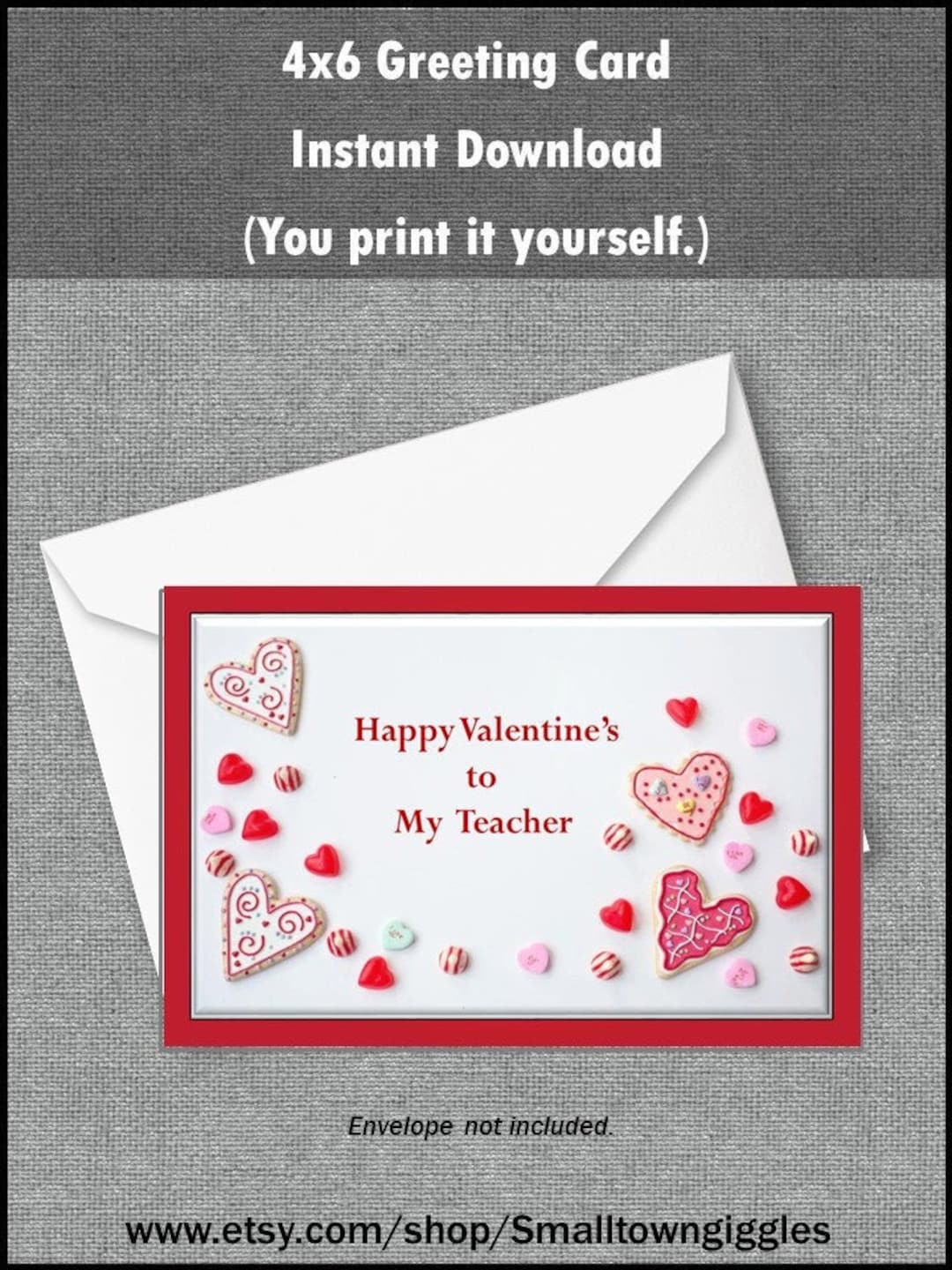 Valentine's Day Teacher Card, Printable Digital Download You Print - Etsy