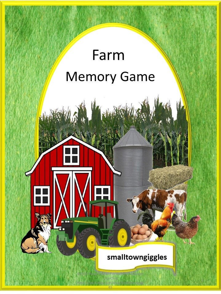 Farm Memory Matching Game Early Childhood Kindergarten - Etsy