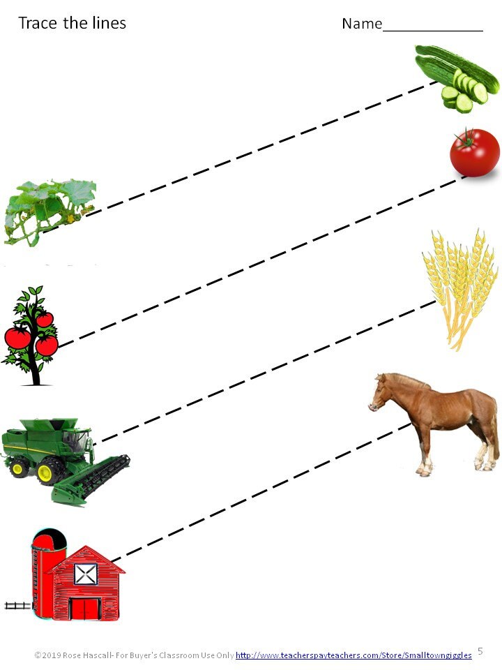 Farm Math and Literacy Tracing Activities, Fine Motor Skills, Math ...